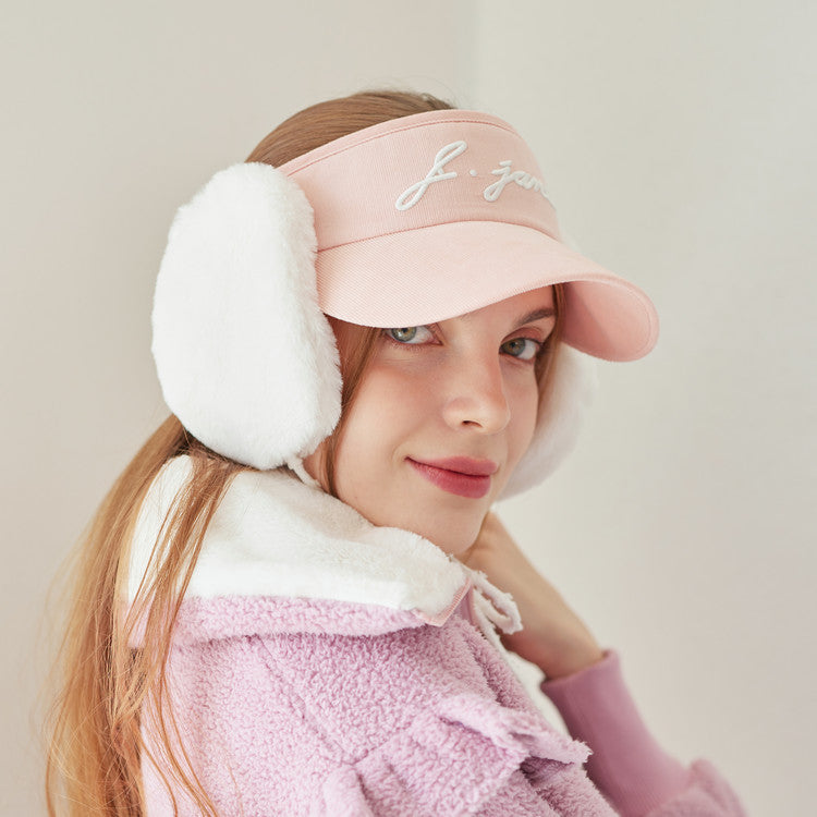 Peach 2way Fur Ear Flap Suncap – KOODSHOT