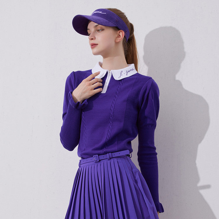 Purple Puff Sleeve Collar Knit – KOODSHOT