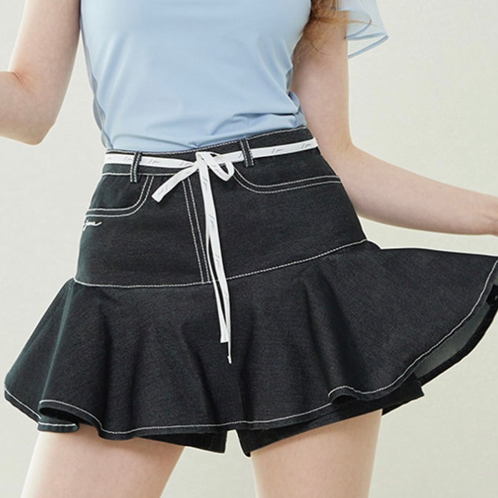 Black Denim Flower Culotte Pants – KOODSHOT